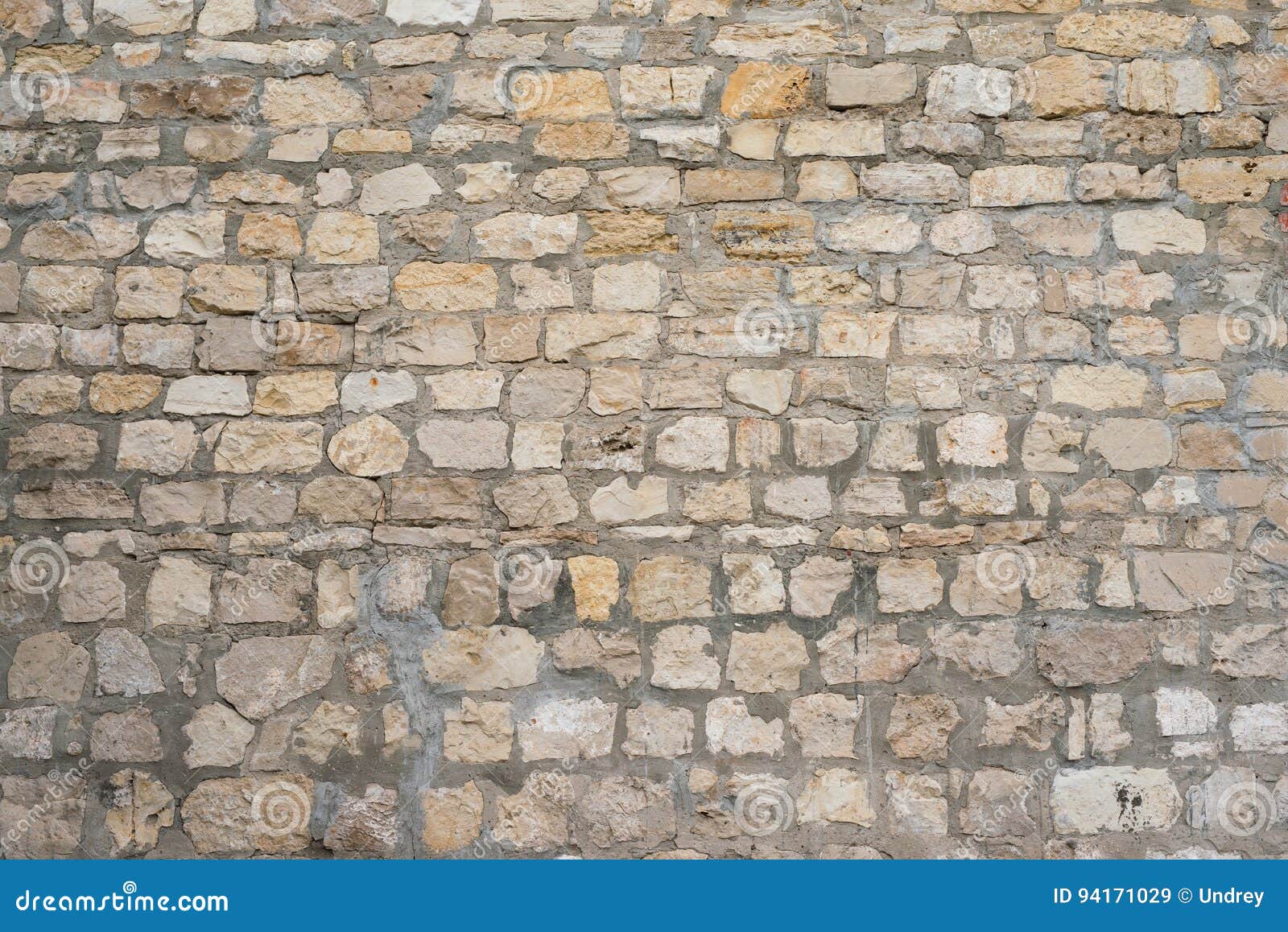 Part of a Uneven Stone Wall with Cement Background, Texture Stock Image ...