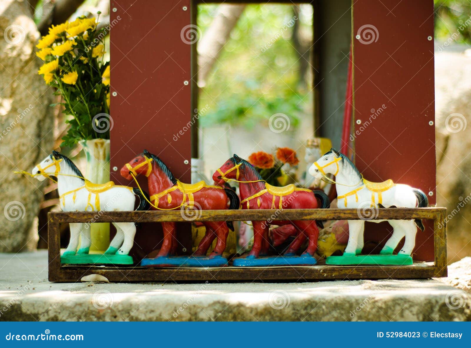 The Part of Vietnamese Altar with Several Toy Horses Stock Image ...
