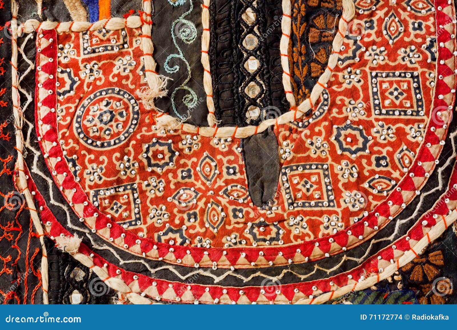 Part of Vintage Handmade Carpet from India. Geometric Patterned ...