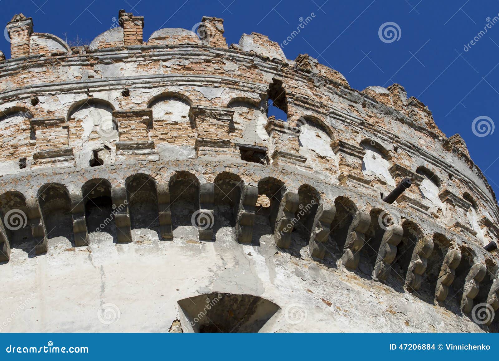 Part of the Wall with a Gun Old Castle of Ostrog. Stock Photo - Image ...