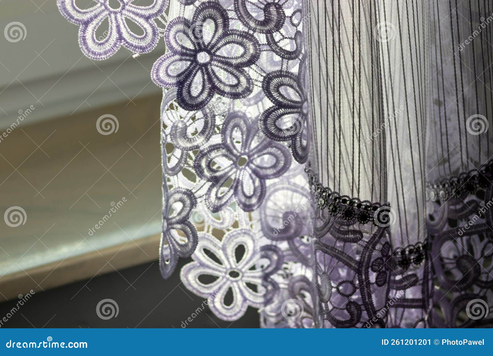 Part of a White Frill Curtain at Home. Interior with a White Curtain ...