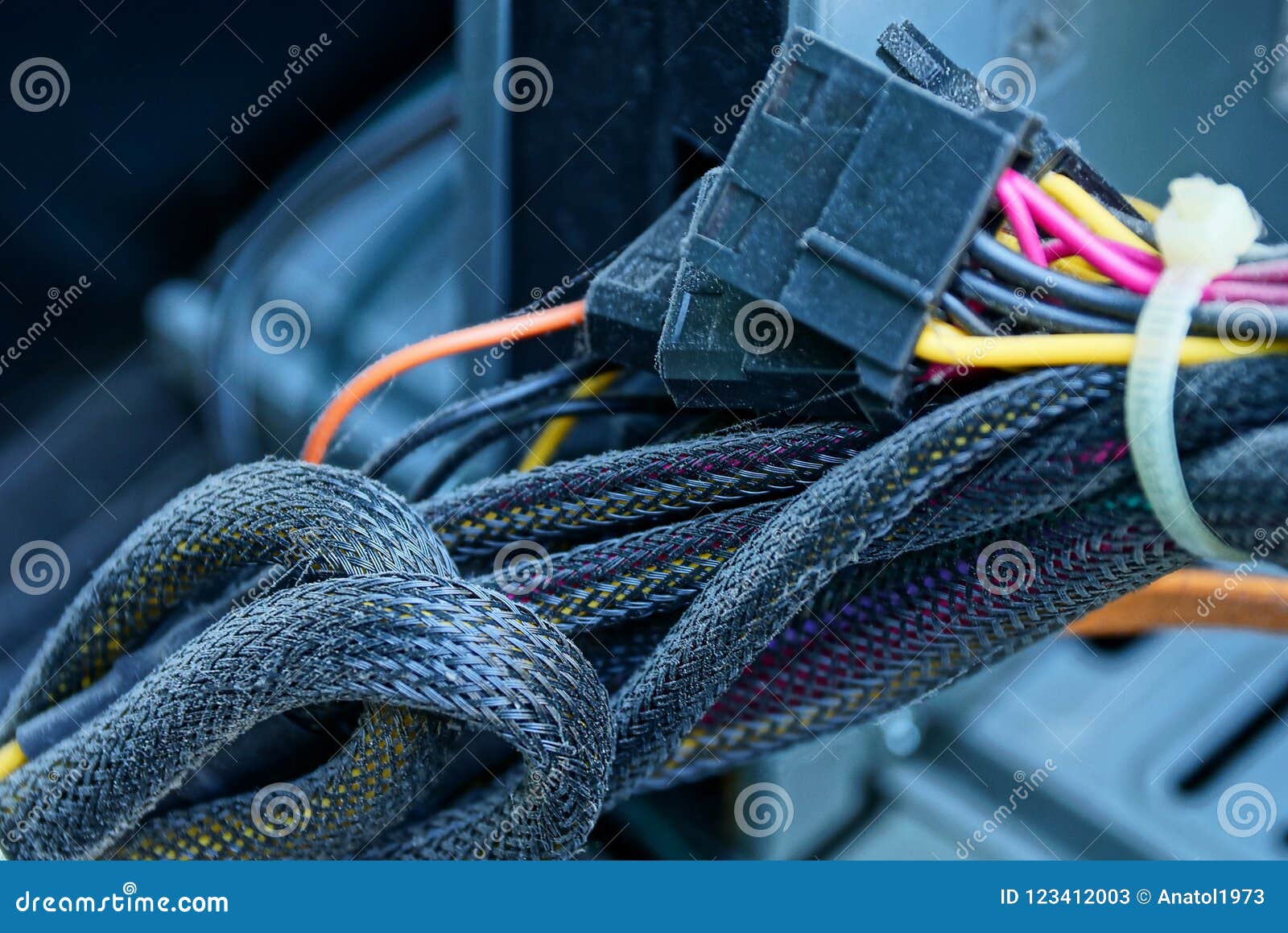 Part of the Wires and Cables on the Computer Stock Image - Image of ...
