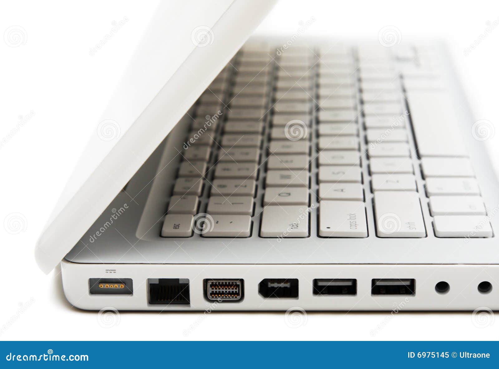 Parte Con Le Porte Del Computer Portatile Bianco Immagine Stock ...