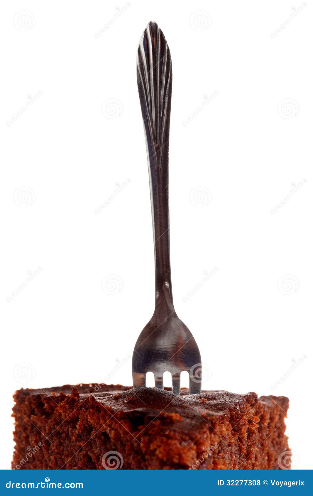 Parte De Bolo De Chocolate Com a Forquilha Isolada Foto de Stock ...