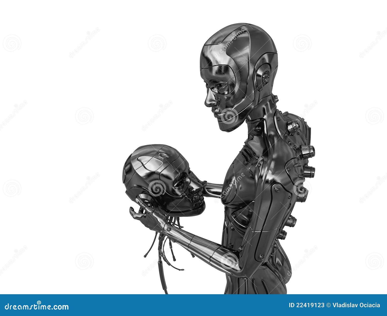 Parte Del Cyborg (principal) En Manos De Otra Stock de ilustración ...