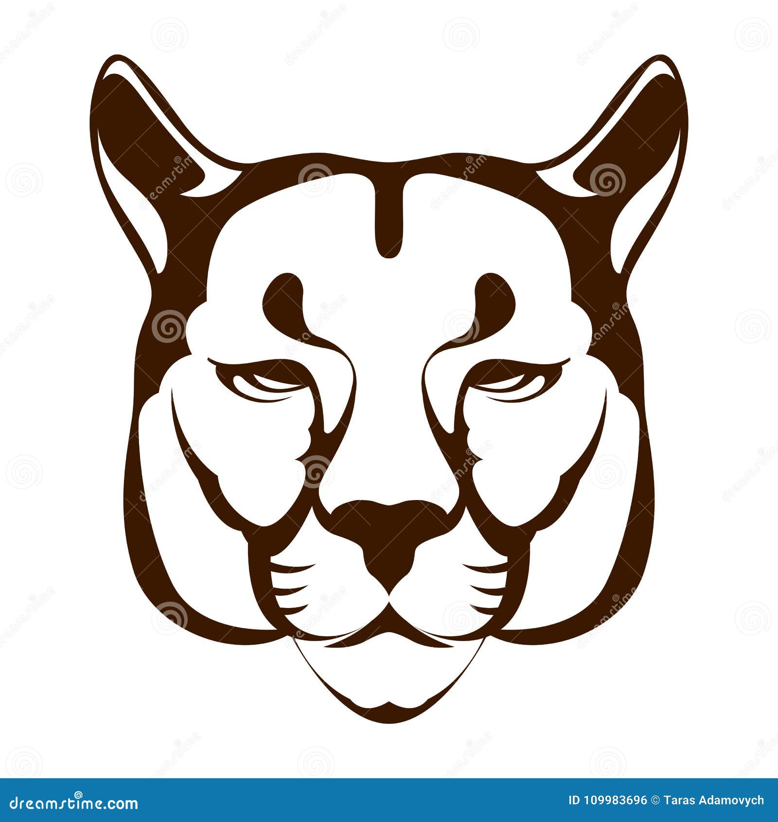 Parte Delantera Del Ejemplo Del Vector De La Cabeza De La Cara Del Puma ...