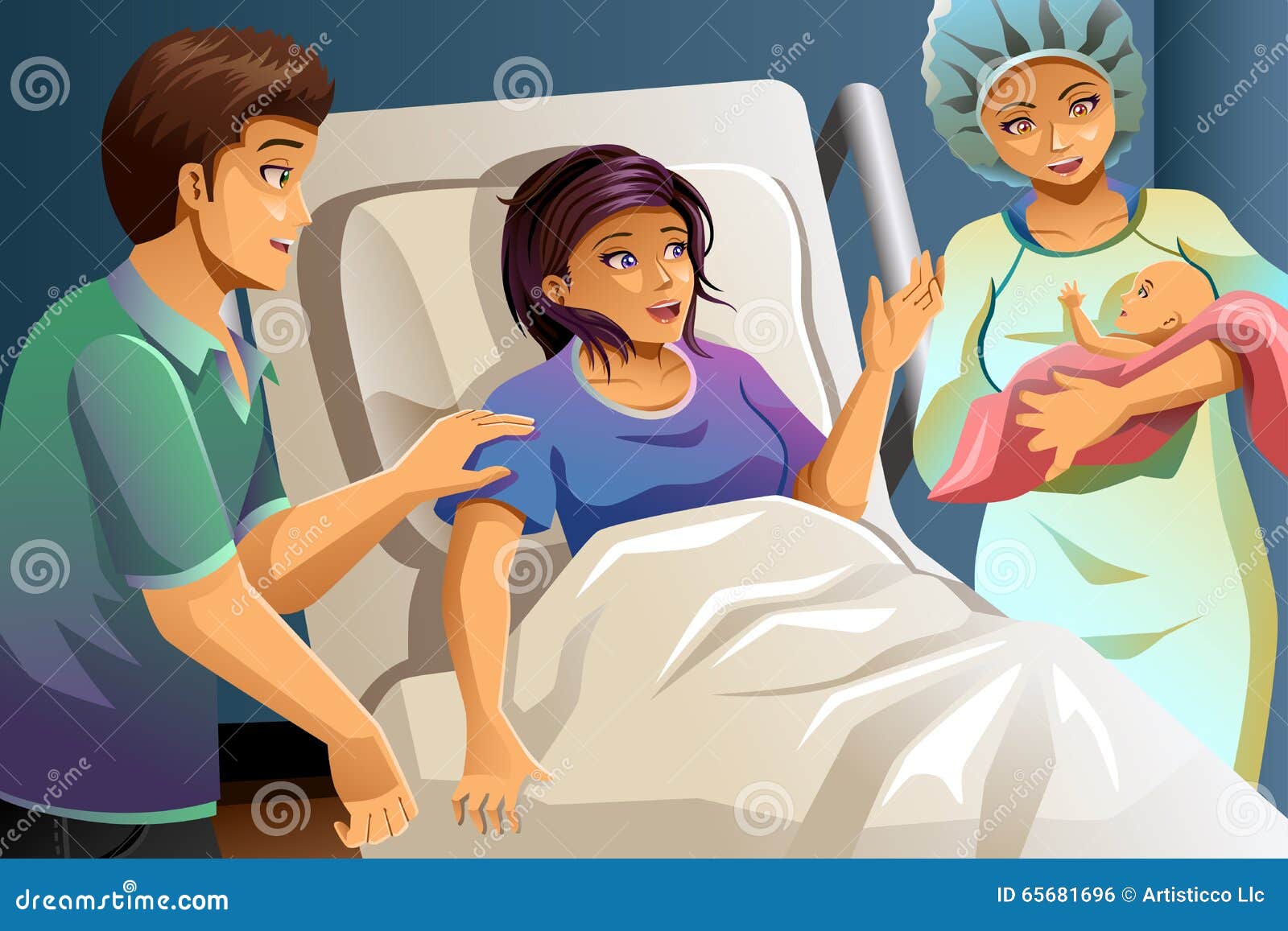 Partera Helping Delivering Un Bebé Ilustración del Vector - Ilustración ...