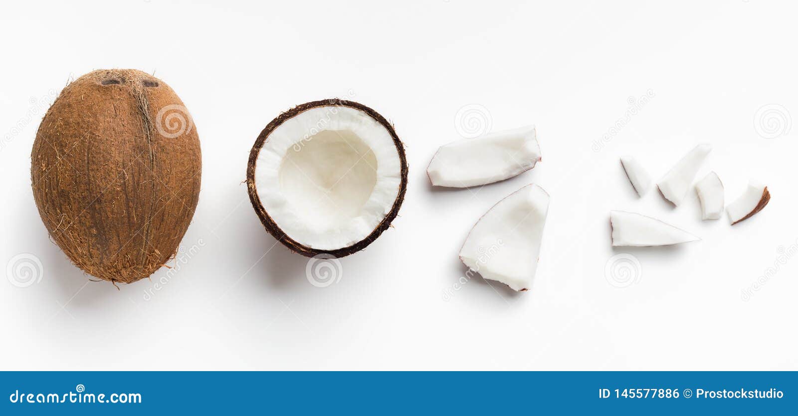 Partes de coco no branco foto de stock. Imagem de porca - 145577886