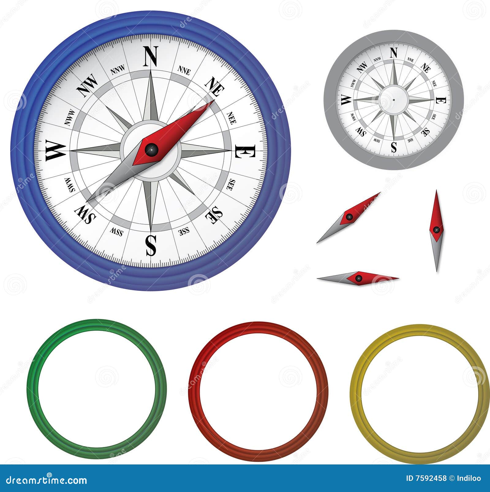 Partes del kit del compás stock de ilustración. Ilustración de norte ...