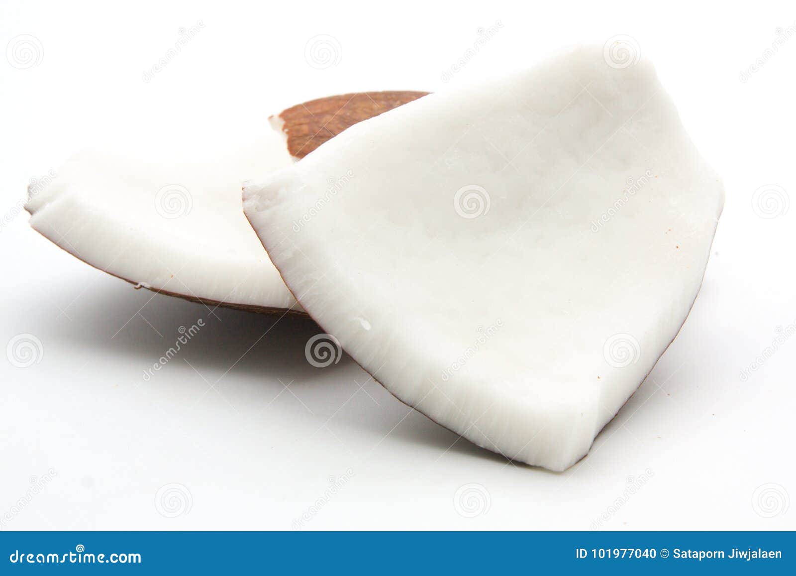 Partes do coco isoladas foto de stock. Imagem de fruta - 101977040