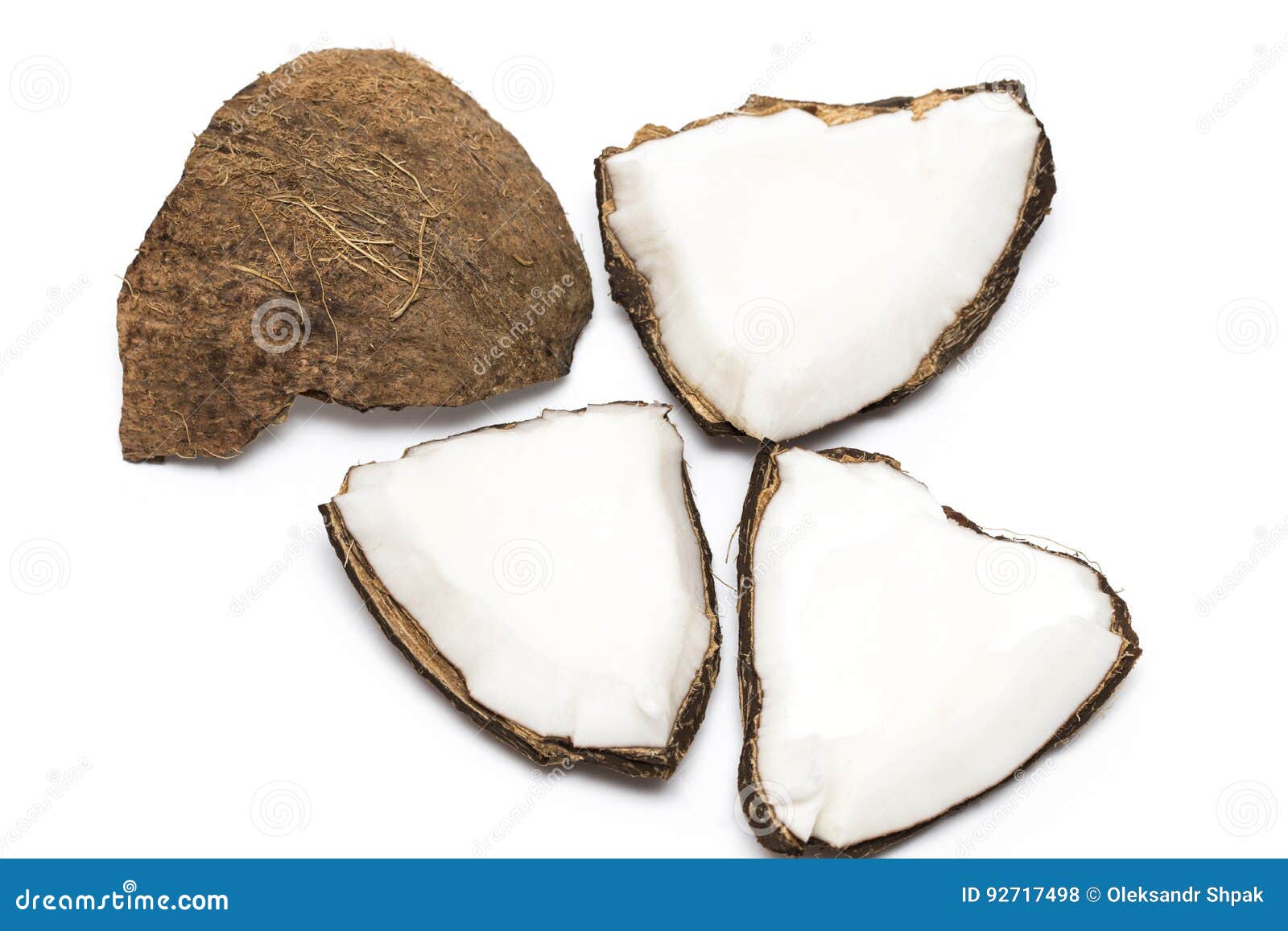 Partes Do Coco Isoladas Em Um Fundo Branco Foto de Stock - Imagem de ...