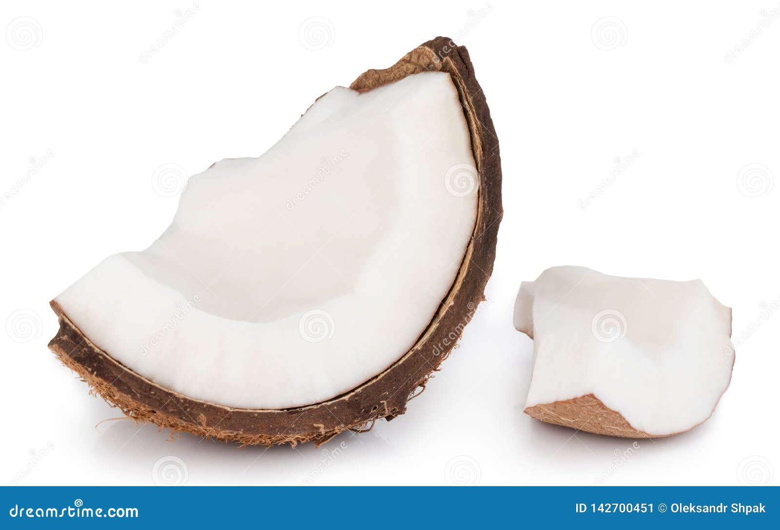 Partes Do Coco Isoladas No Fundo Branco Com Trajeto De Grampeamento ...