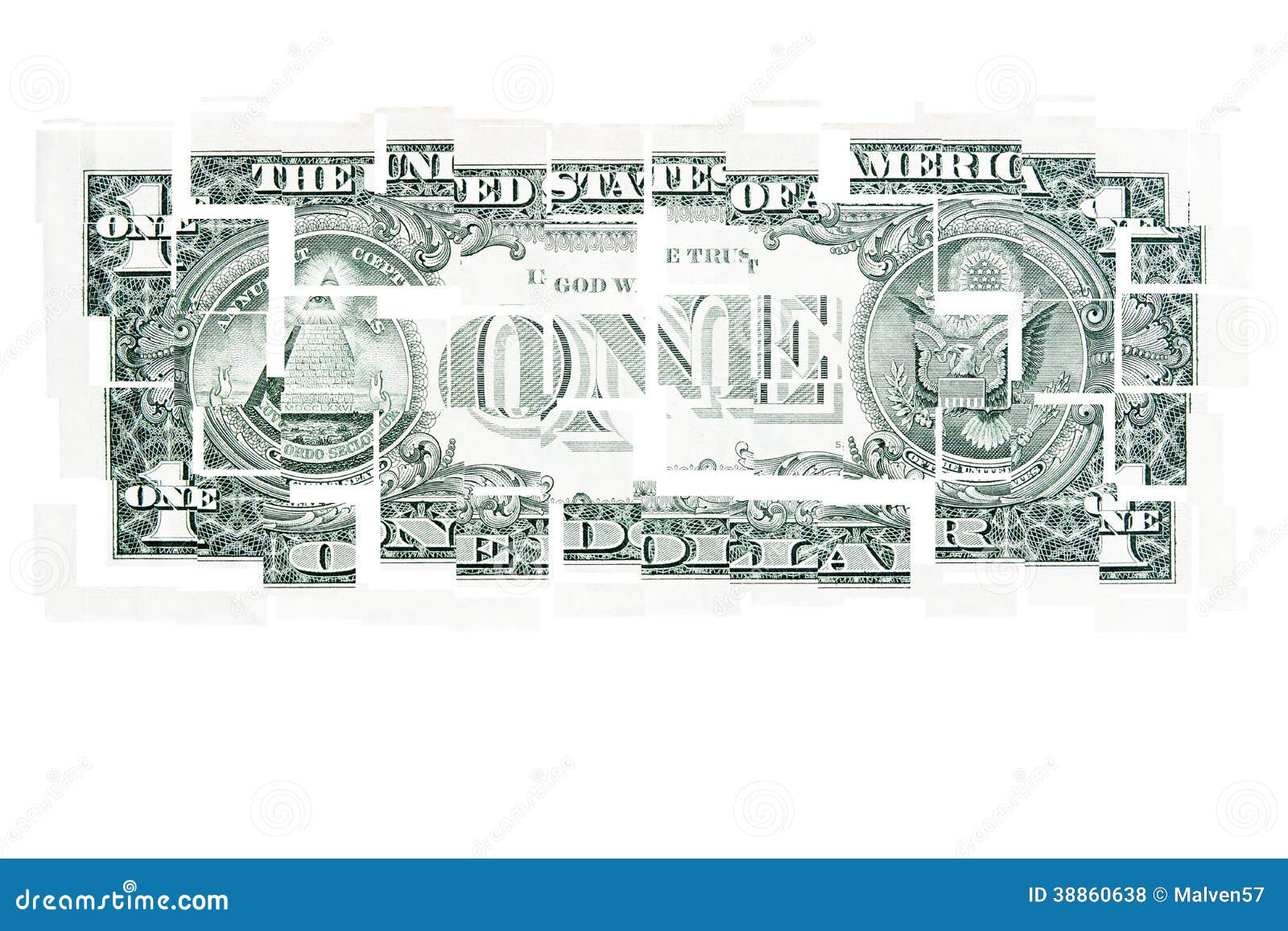 Partes separadas del dólar foto de archivo. Imagen de rebanadas - 38860638