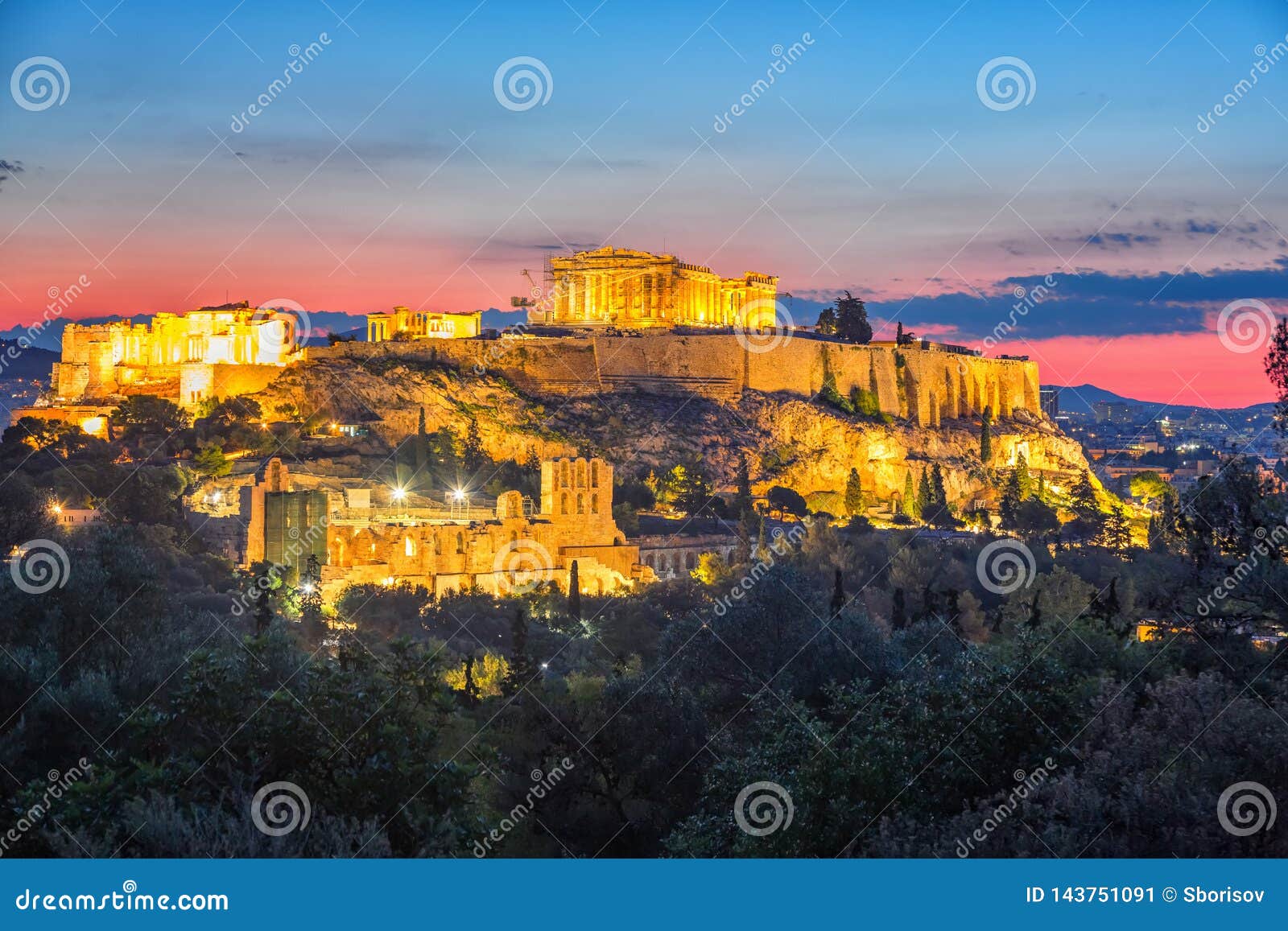 Parthenon, Acropolis of Athens, Greece at Sunrise Stock Image - Image ...