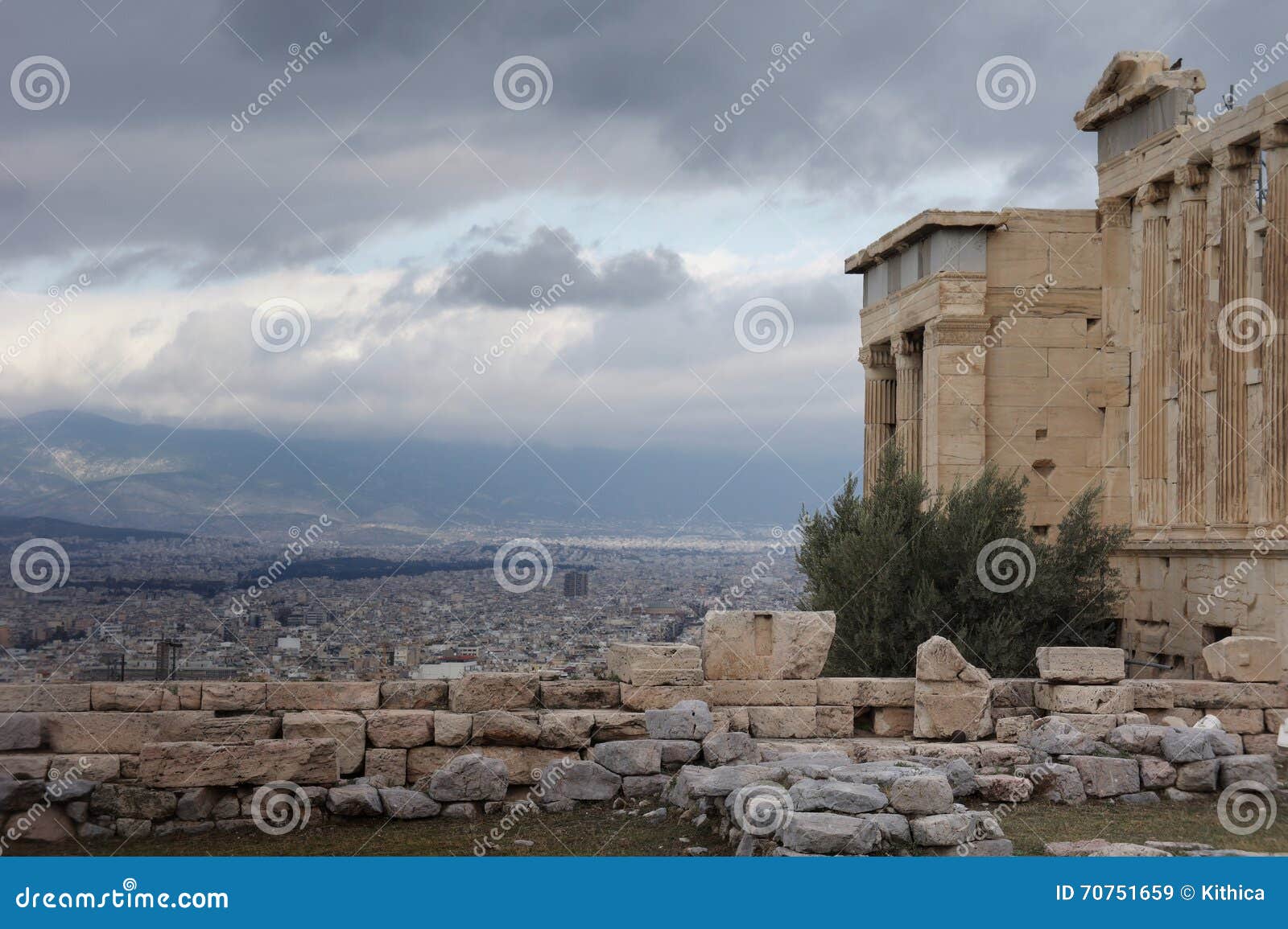 The Parthenon on the Acropolis High Above Athens Stock Image - Image of ...