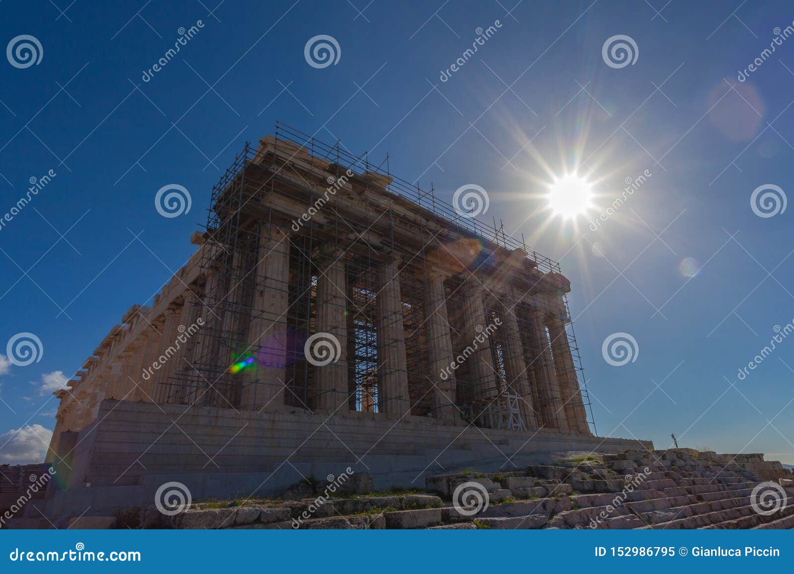 The Parthenon in the Acropolis with the Rays of the Sun in the ...