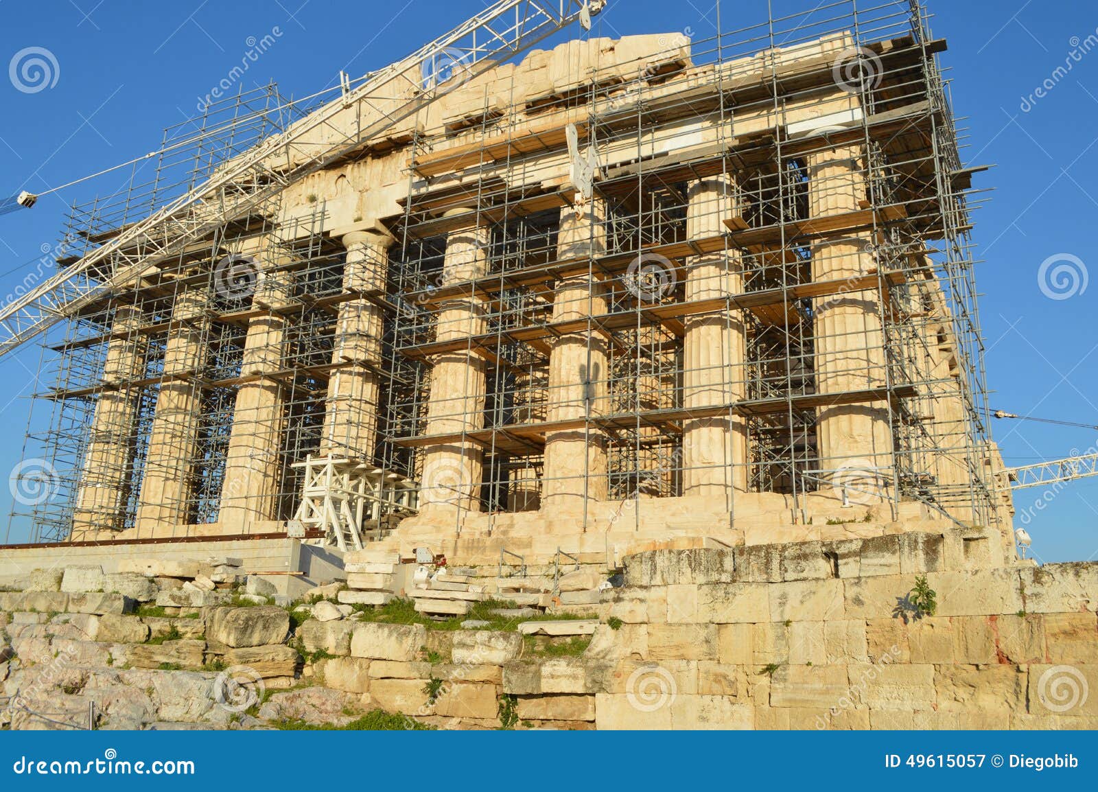 Parthenon in Athens Acropolis Front View Stock Image - Image of ...