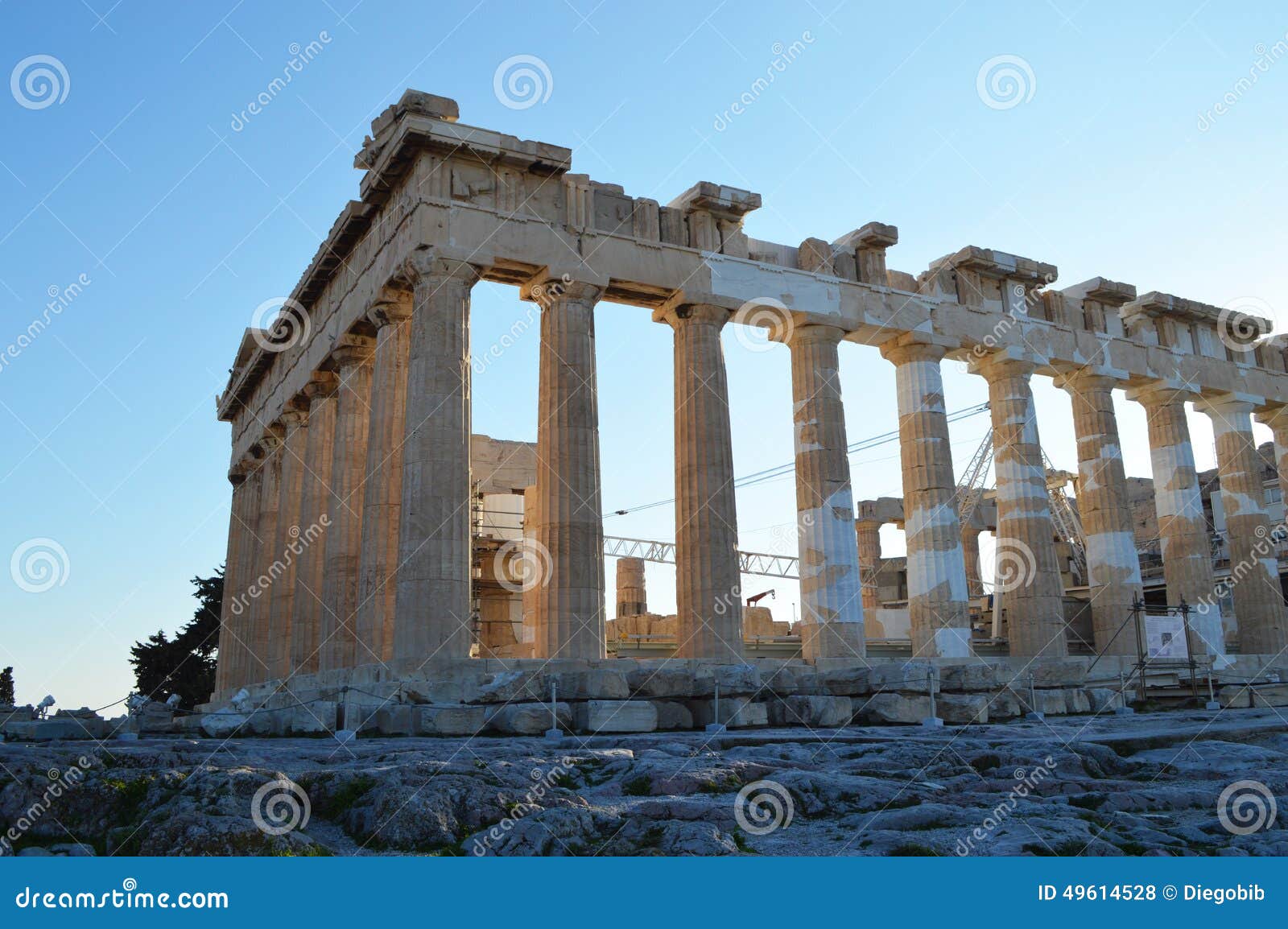Parthenon in Athens Acropolis Side View Stock Photo - Image of ancient ...