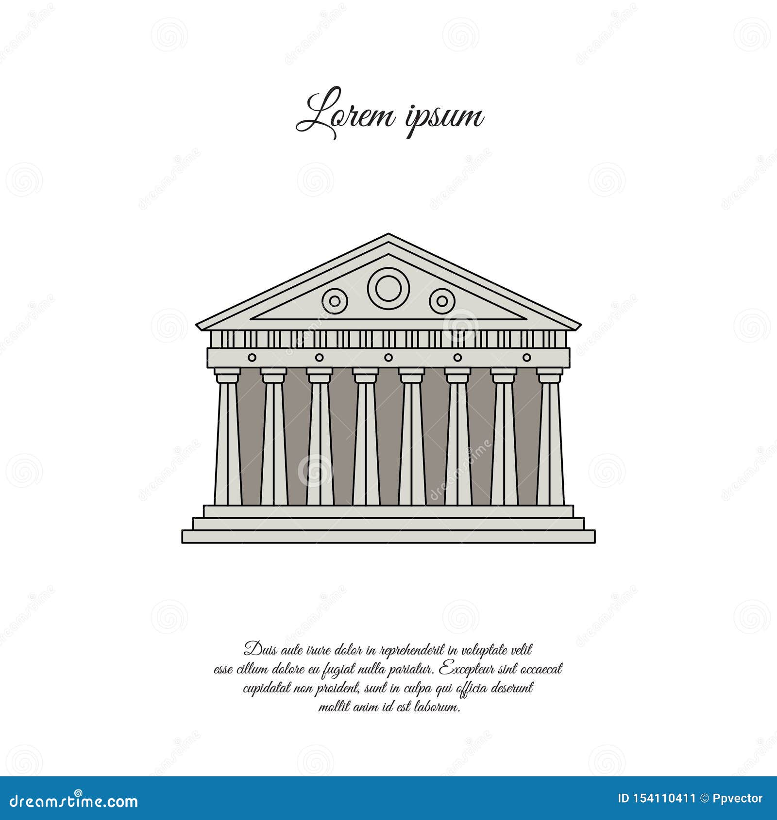Two Color Parthenon Vector Icon From Greece Concept. Isolated Blue ...