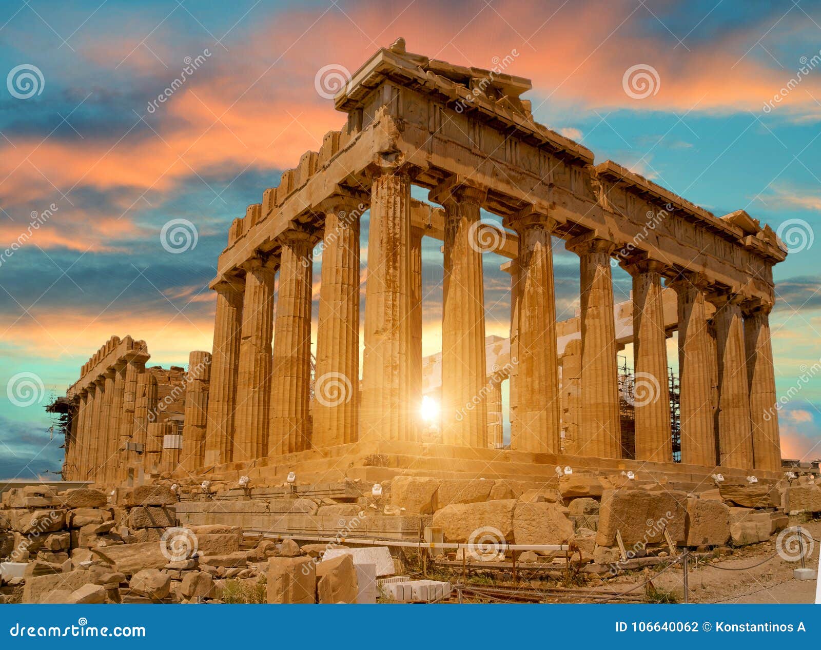 Parthenon Athens Greece Sunset Colors Stock Photo - Image of light ...