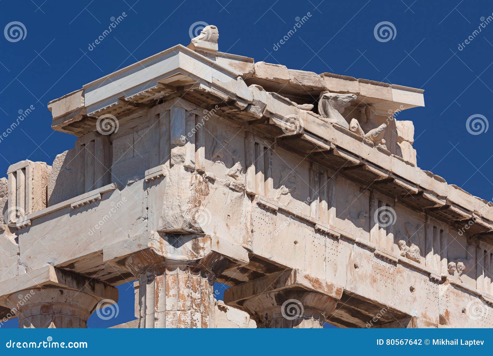 Parthenon Corner stock photo. Image of close, europe - 80567642