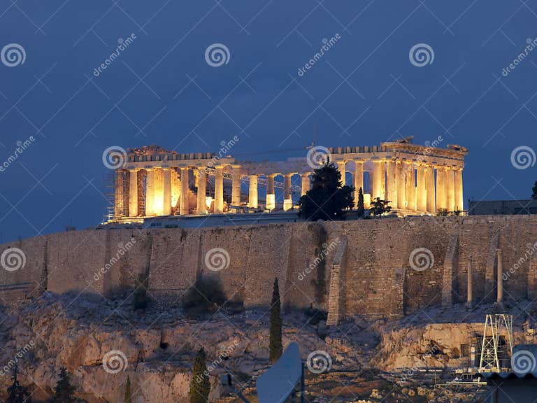 Parthenon night view stock photo. Image of golden, athena - 17514090