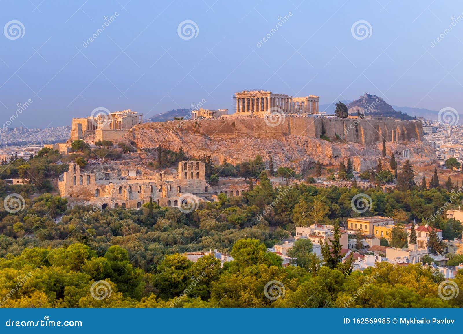 Parthenon Pink at Sunset stock image. Image of famous - 162569985