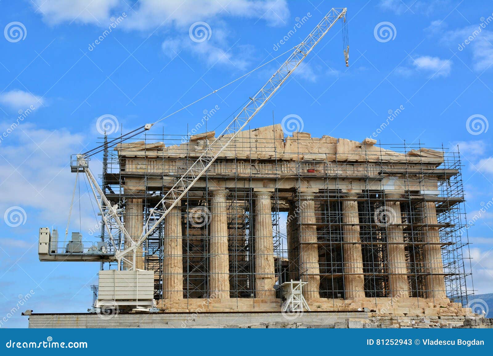 Parthenon restoration stock image. Image of detail, acropolis - 81252943