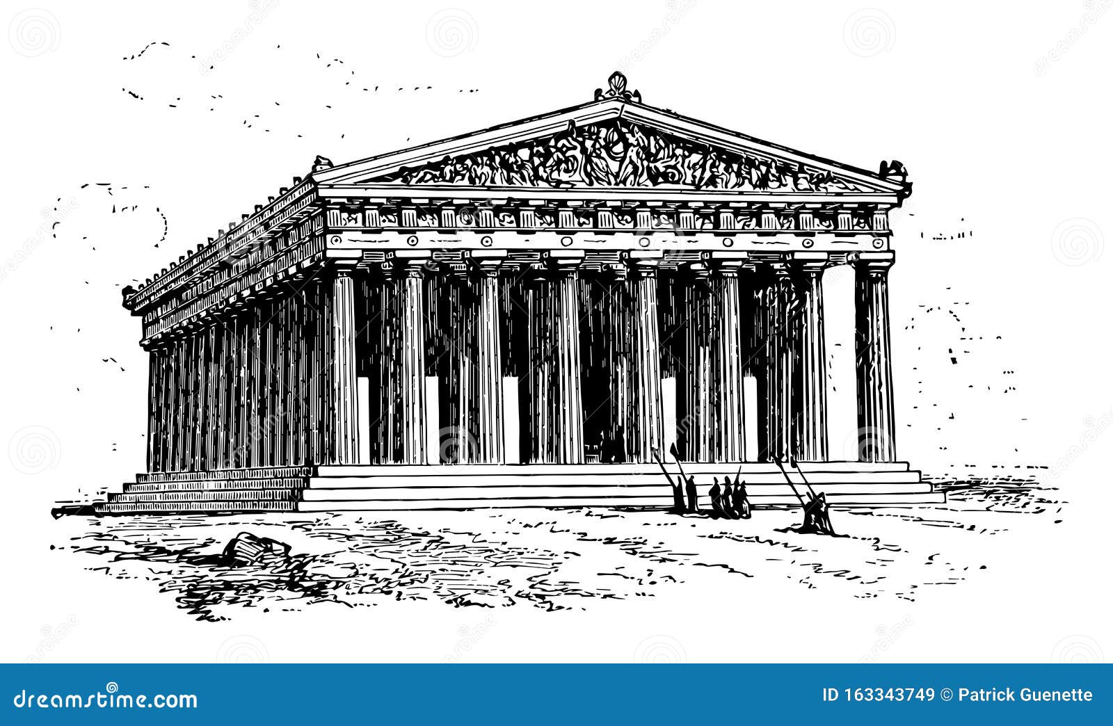 Parthenon, Vintage Illustration Stock Vector - Illustration of black ...