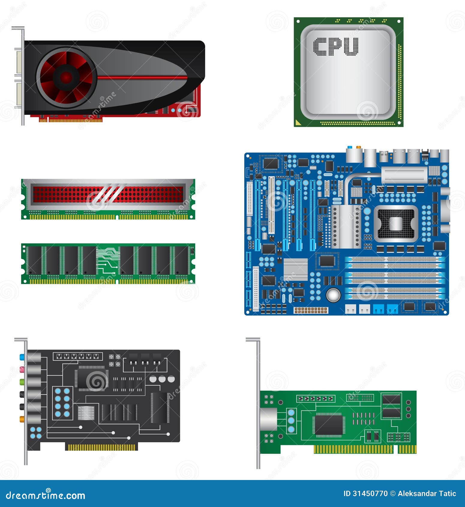 Parti del computer messe illustrazione vettoriale. Illustrazione di ...
