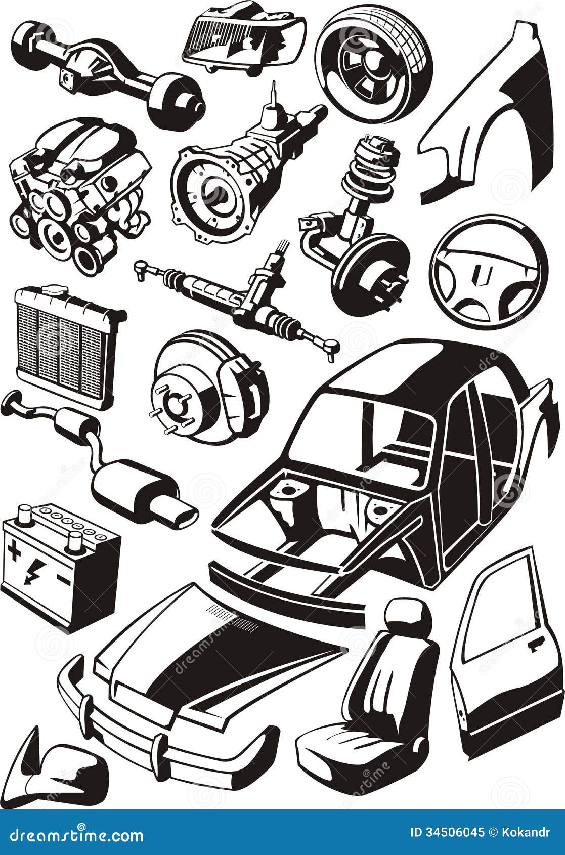 Parti dell'automobile illustrazione vettoriale. Illustrazione di ...