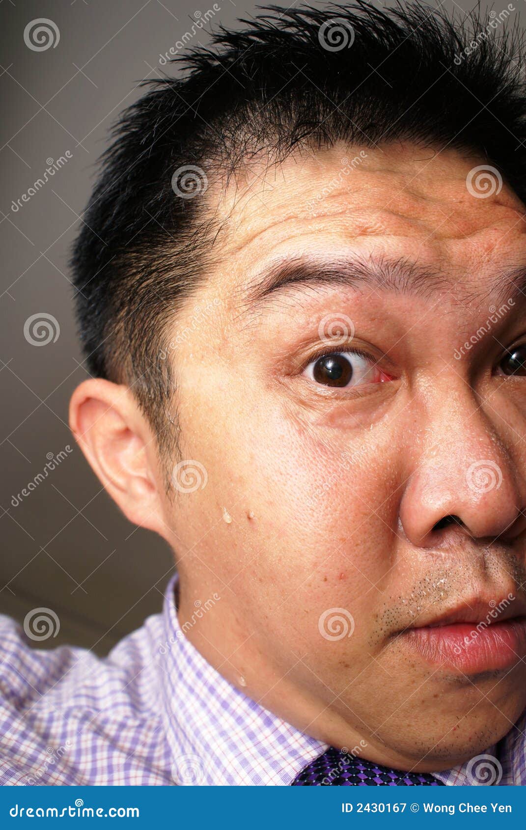 Partial anxious asian face stock image. Image of facial - 2430167