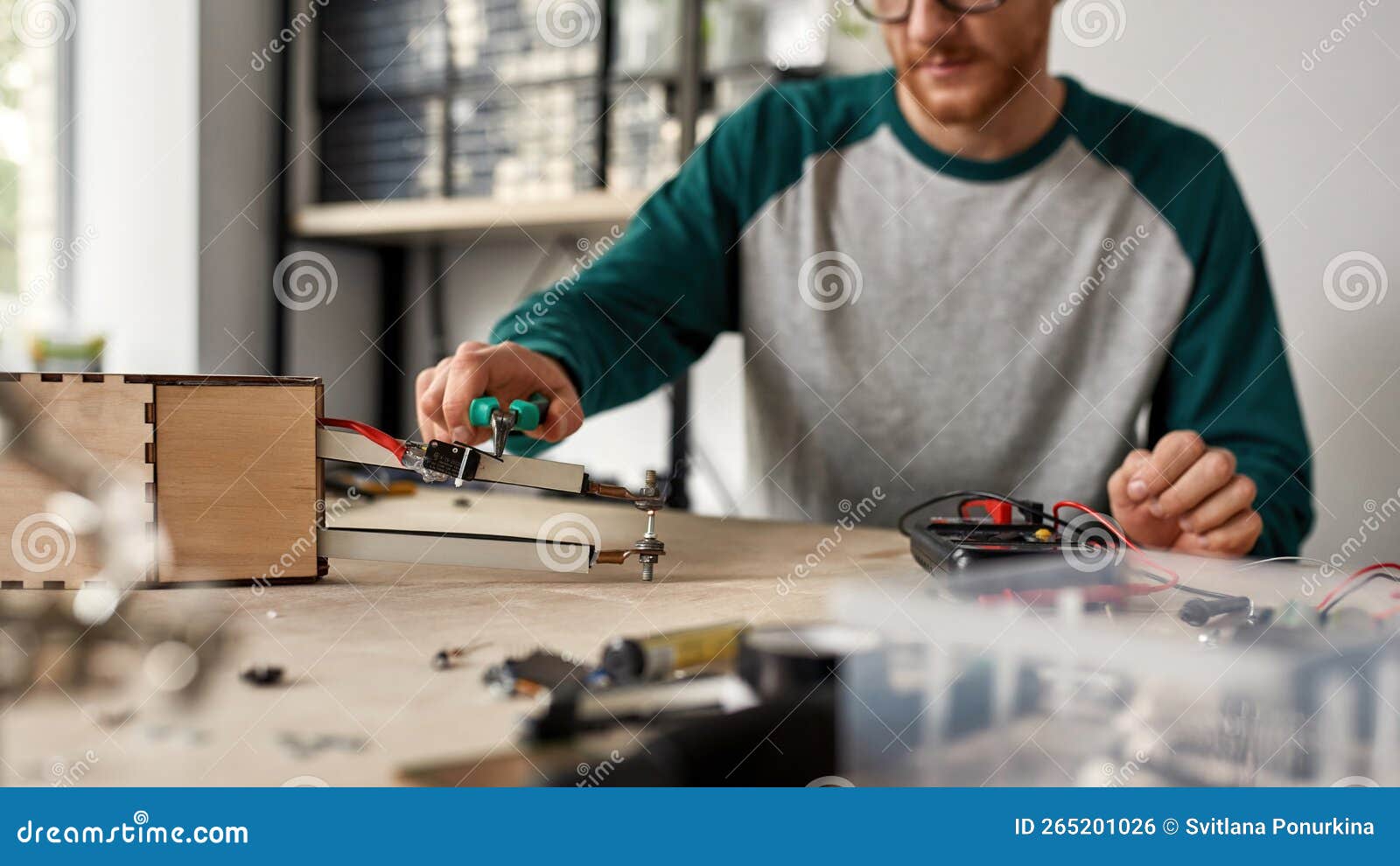 Partial Blur Male Engineer Do Technical Experiment Stock Photo - Image ...