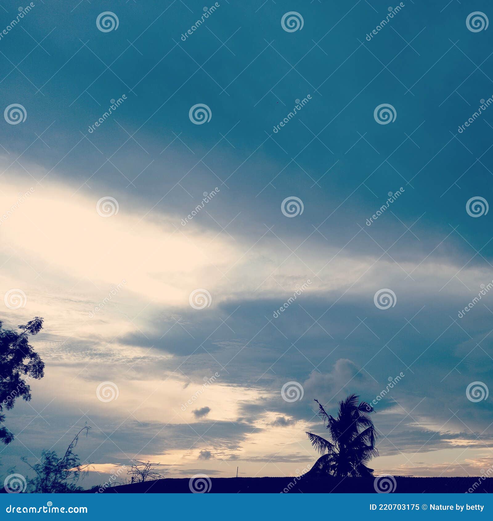 Partial and cloudy sunset stock image. Image of clouds - 220703175