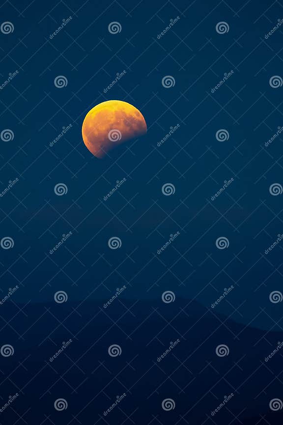 A Partial Eclipse of the Moon Stock Photo - Image of shadow, nature ...
