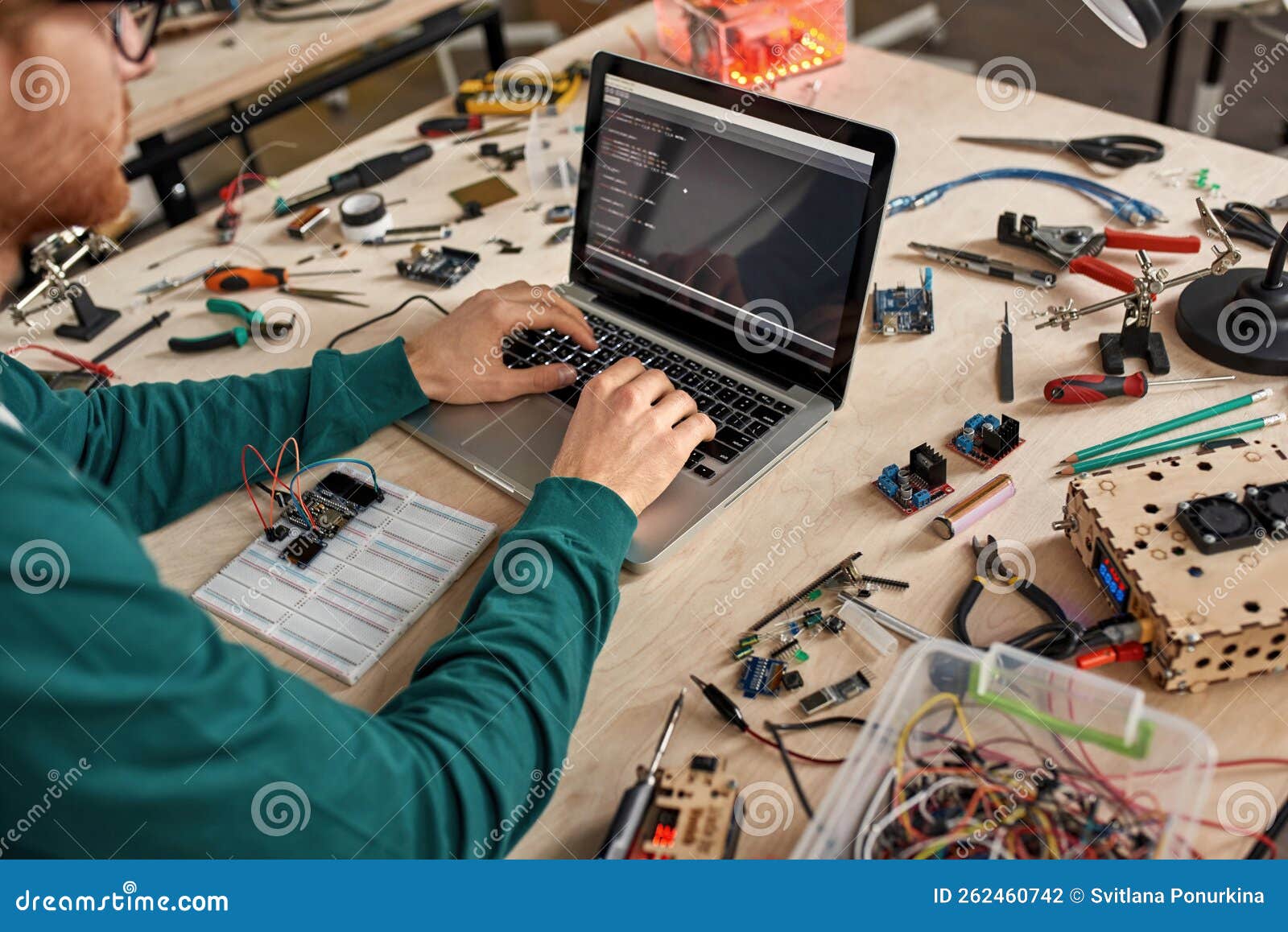 Partial Male it Engineer Programming Code of Chip Stock Photo - Image ...