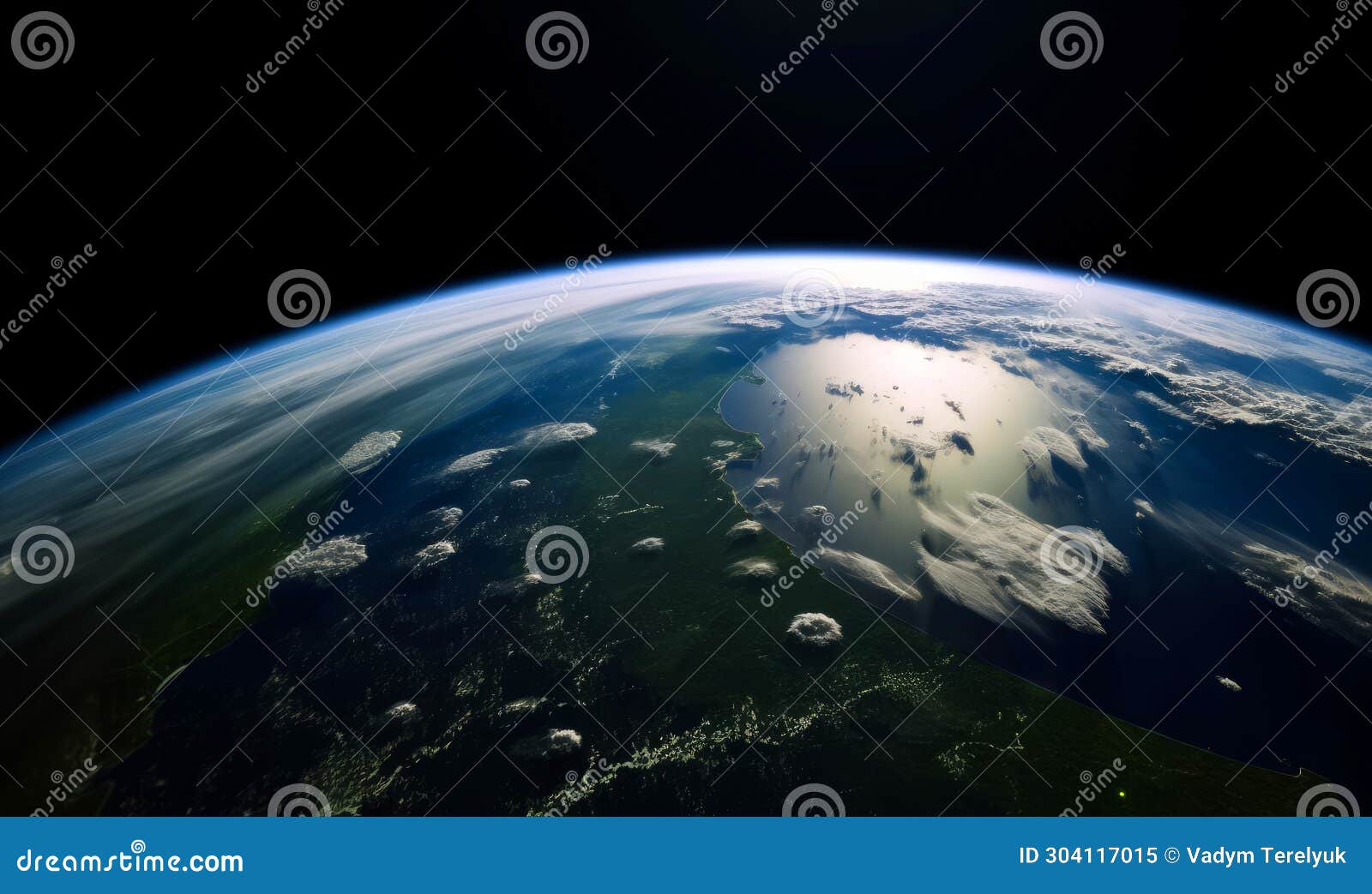 Partial Panorama of Planet Earth from the Outer Space. Clouds Soaring ...