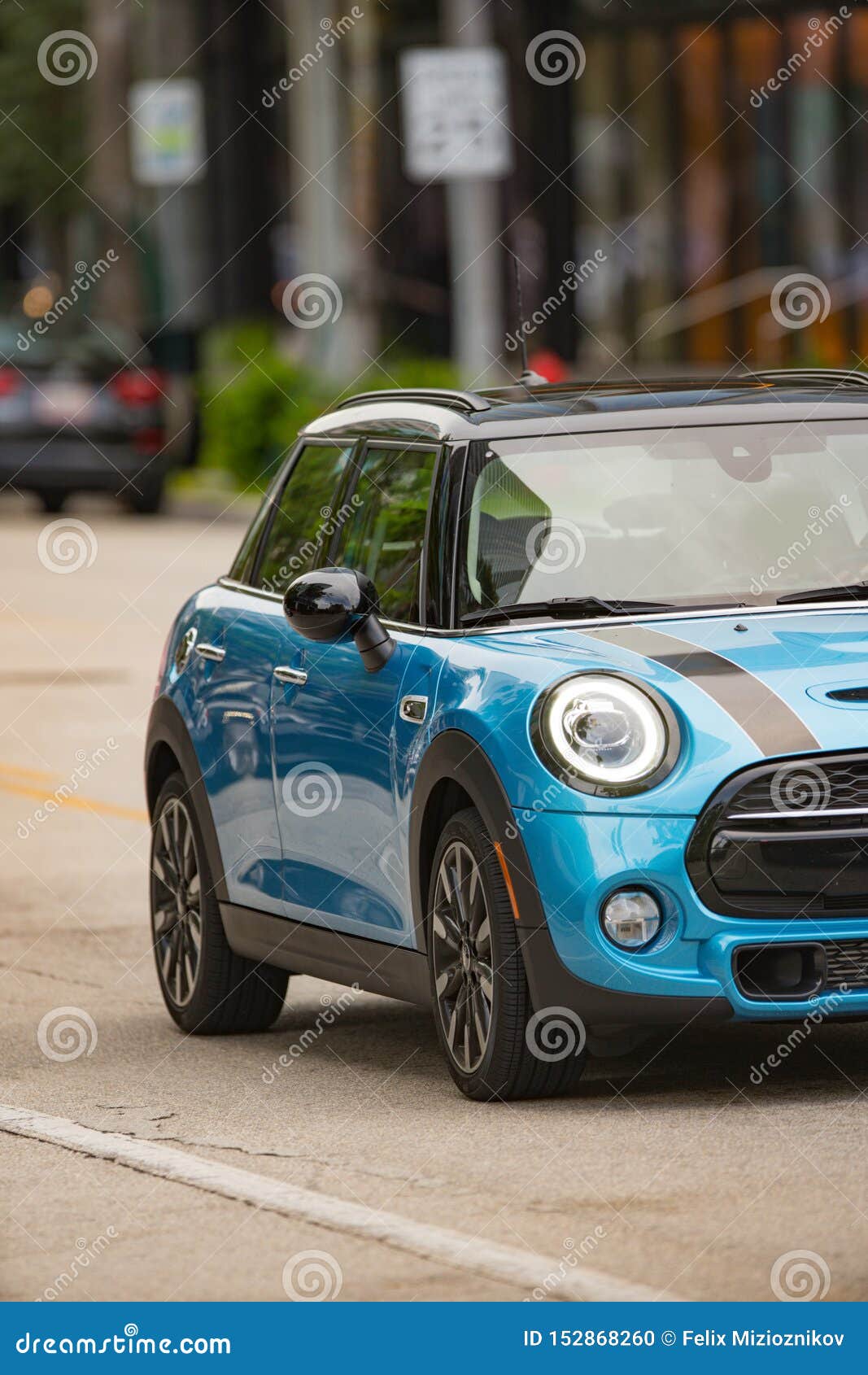 Partial Photo of Blue Mini Cooper Automobile Stock Photo - Image of ...