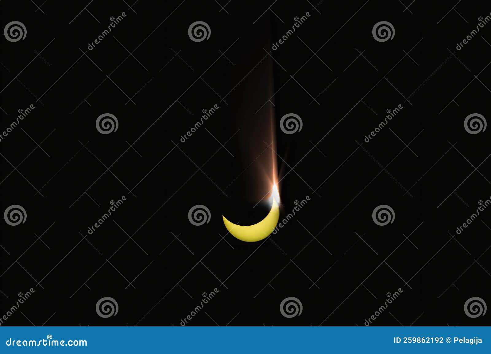 Partial Solar Eclipse on Black Background. Moon Shadow Covered Part of ...
