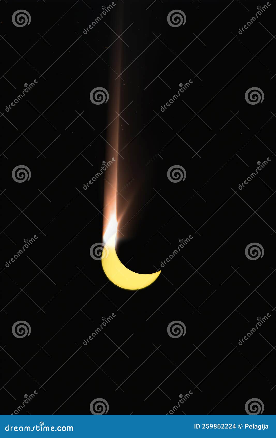 Partial Solar Eclipse on Black Background. Moon Shadow Covered Part of ...