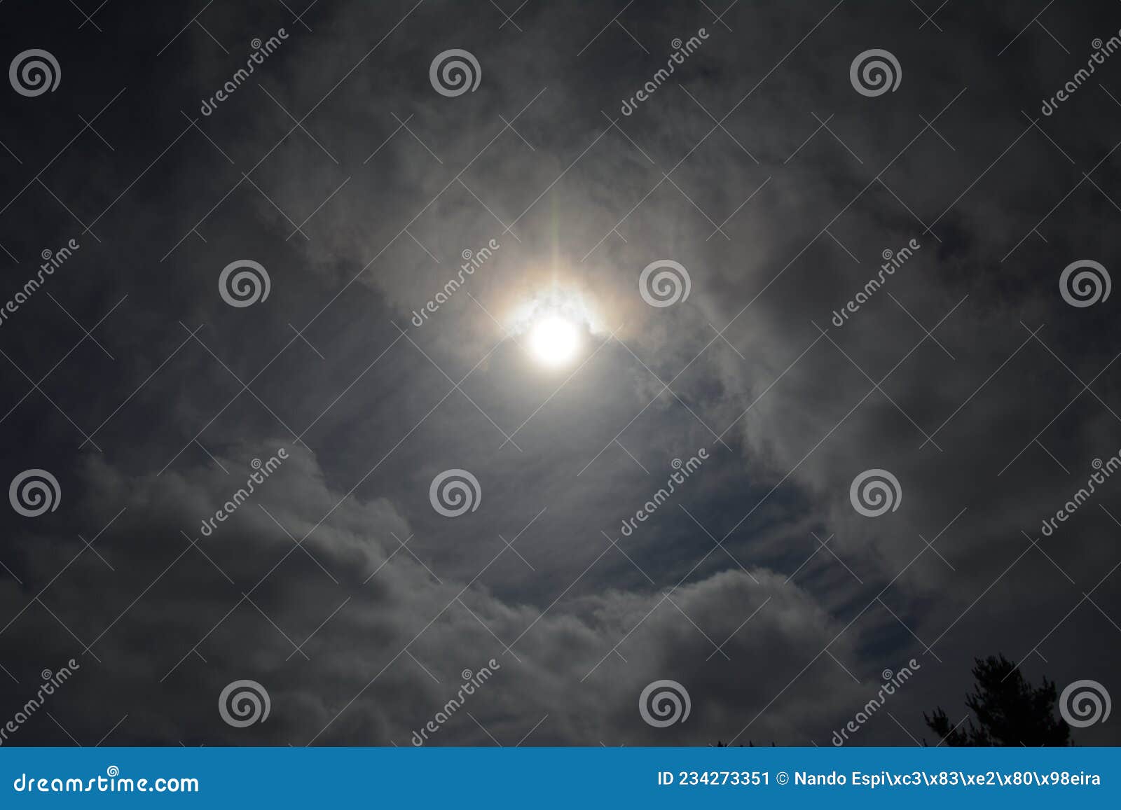 Partial Solar Eclipse with Clouds Stock Image - Image of white, science ...