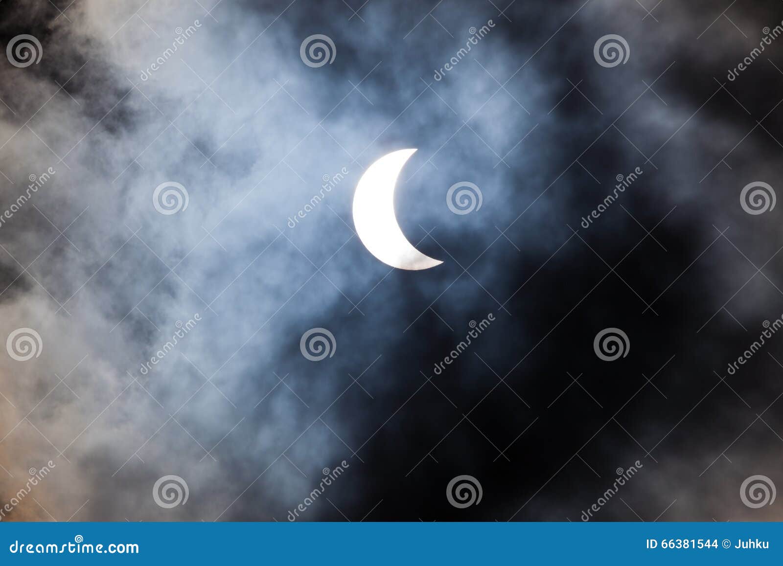 Partial Solar Eclipse through Clouds Stock Photo - Image of disk ...