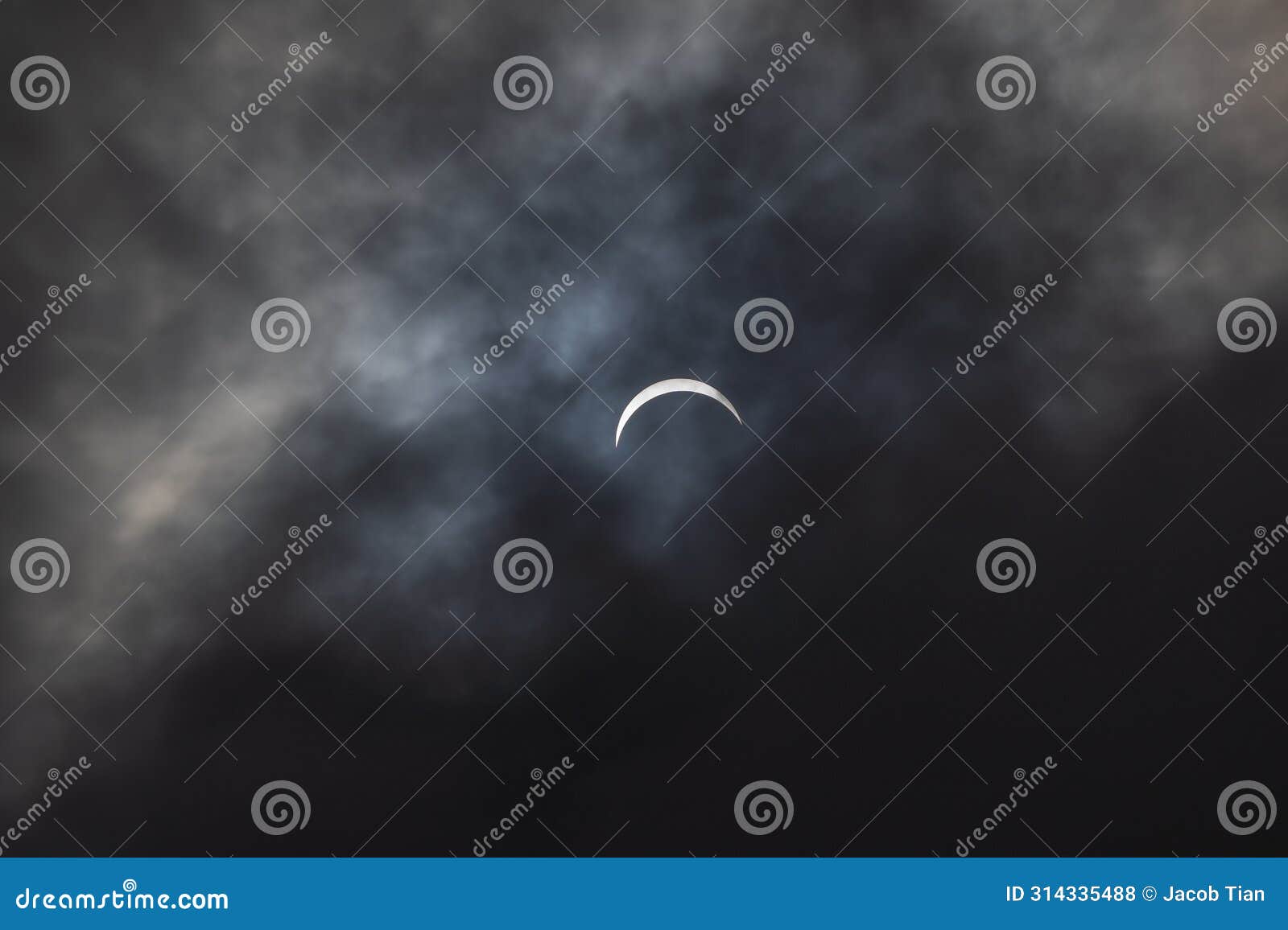 Partial Solar Eclipse - Moon Covers Sun, Dark Clouds, Celestial Drama ...