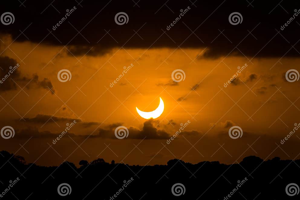 Partial Solar Eclipse of 2023 Seen from Brazil Stock Image - Image of ...