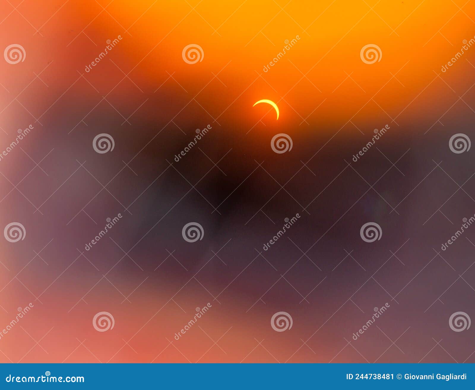 Partial Solar Eclipse. Silver of Sunshine before Totality Stock Image ...