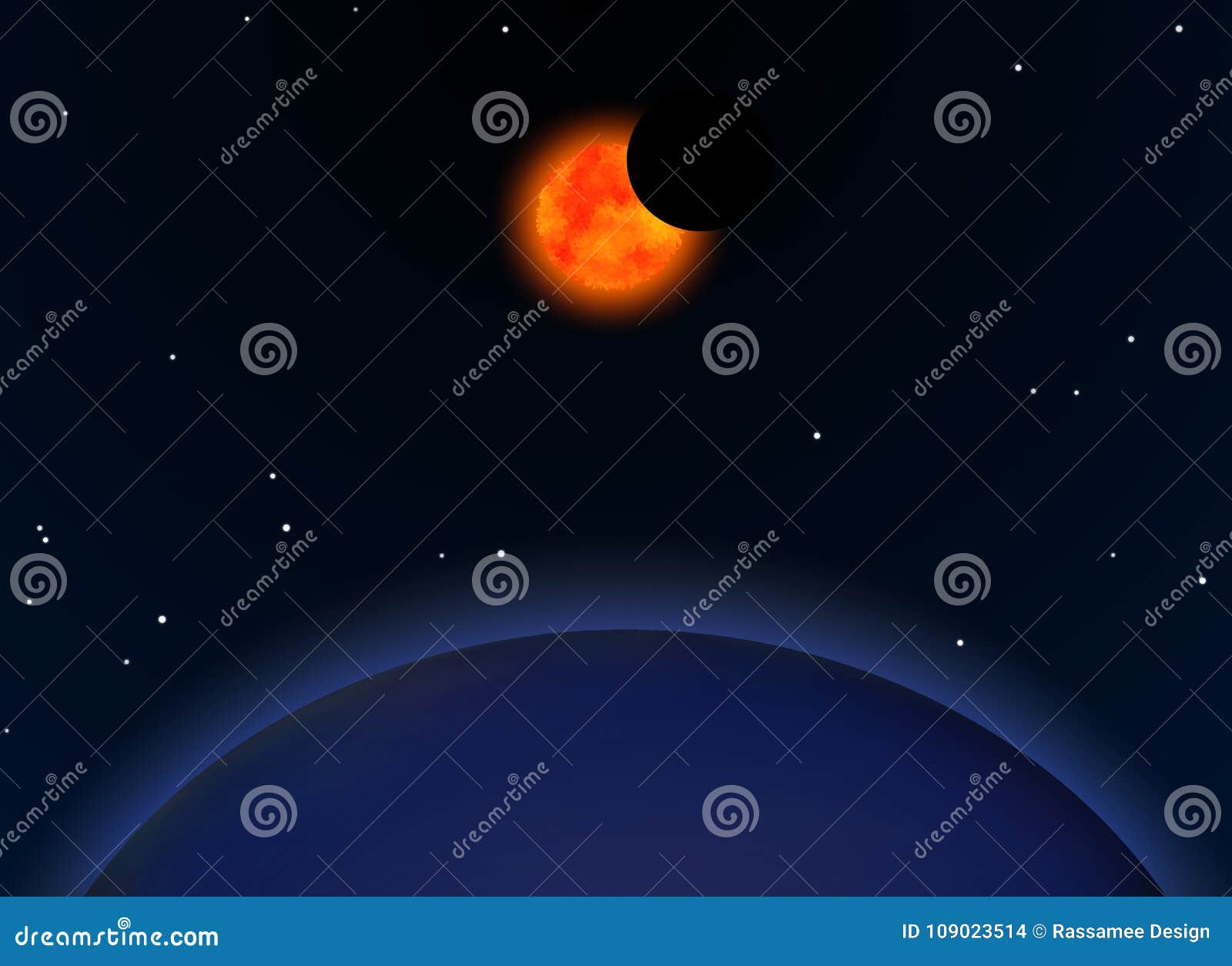 Partial Solar Eclipse from Space Graphic Design Stock Illustration ...