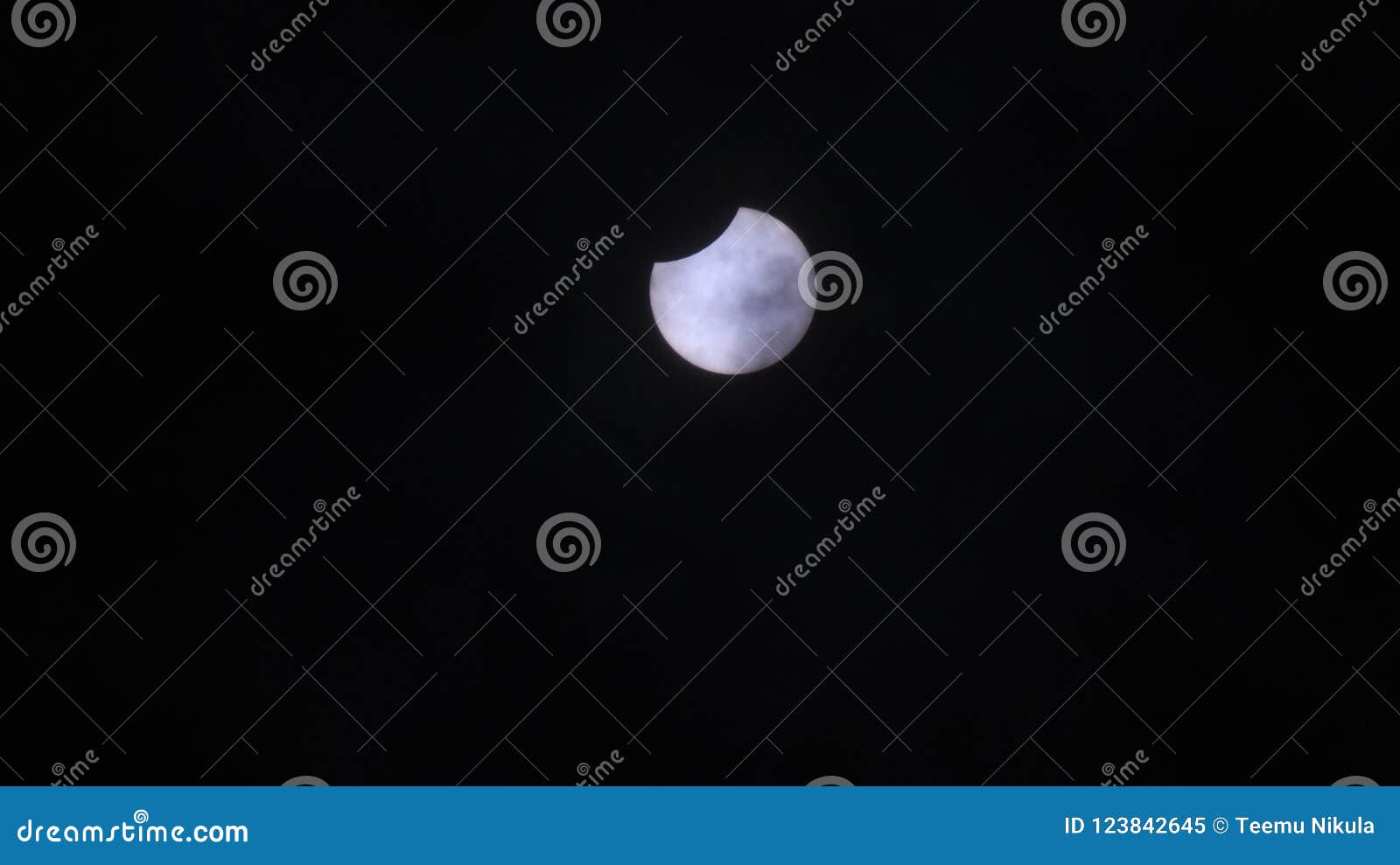 Partial Solar Eclipse through Thin Clouds Stock Image - Image of moon ...