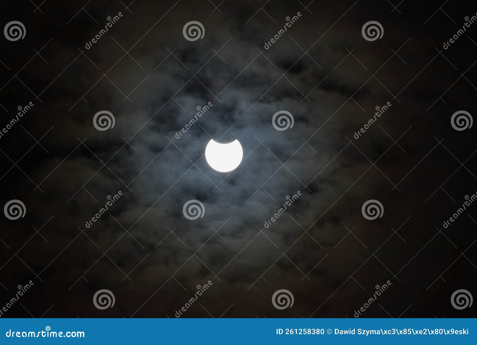 Partial Solar Eclipse Visible through the Clouds Stock Photo - Image of basis, hate: 261258380