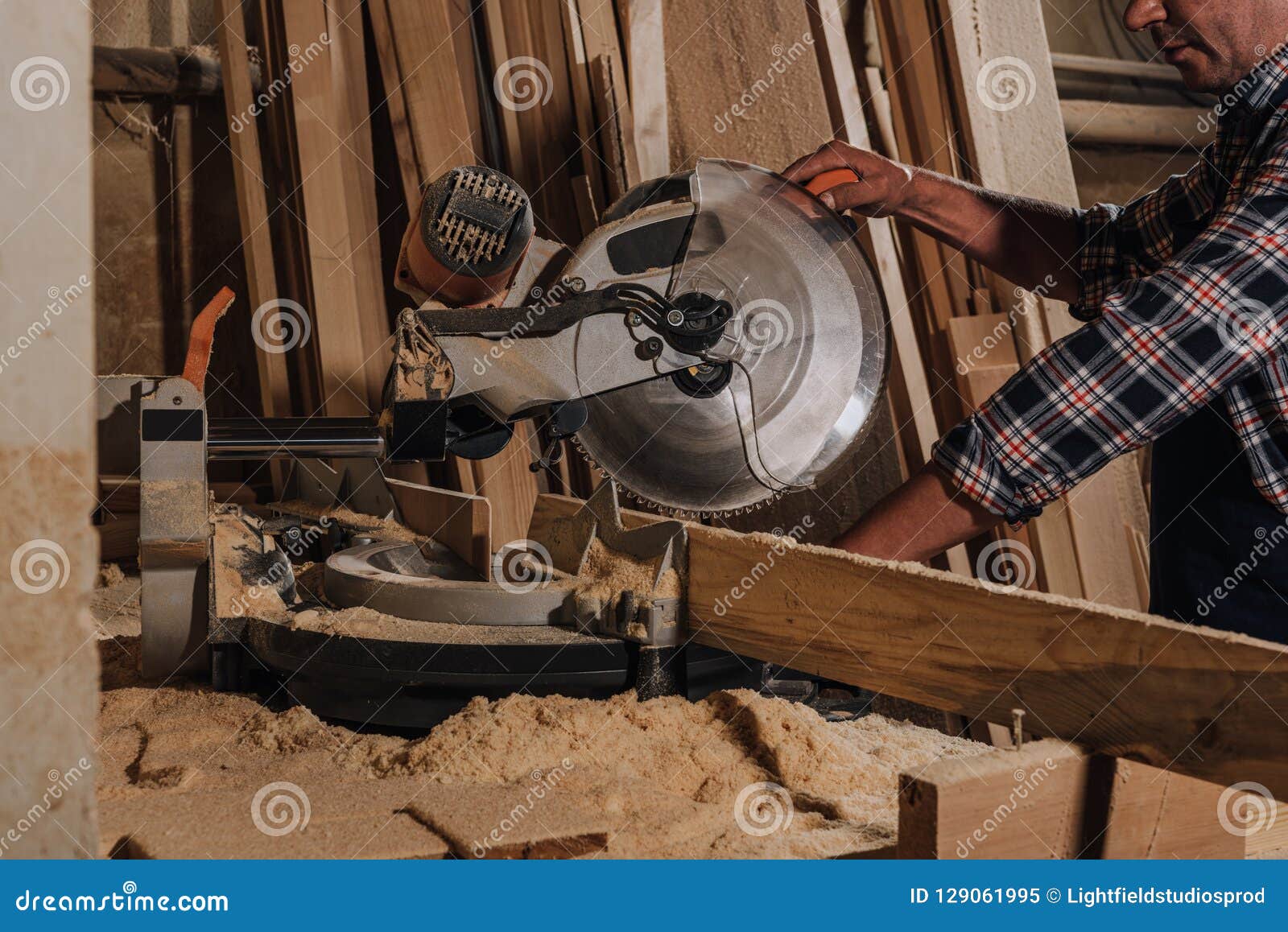 Partial View of Carpenter Using Saw Stock Image - Image of people ...