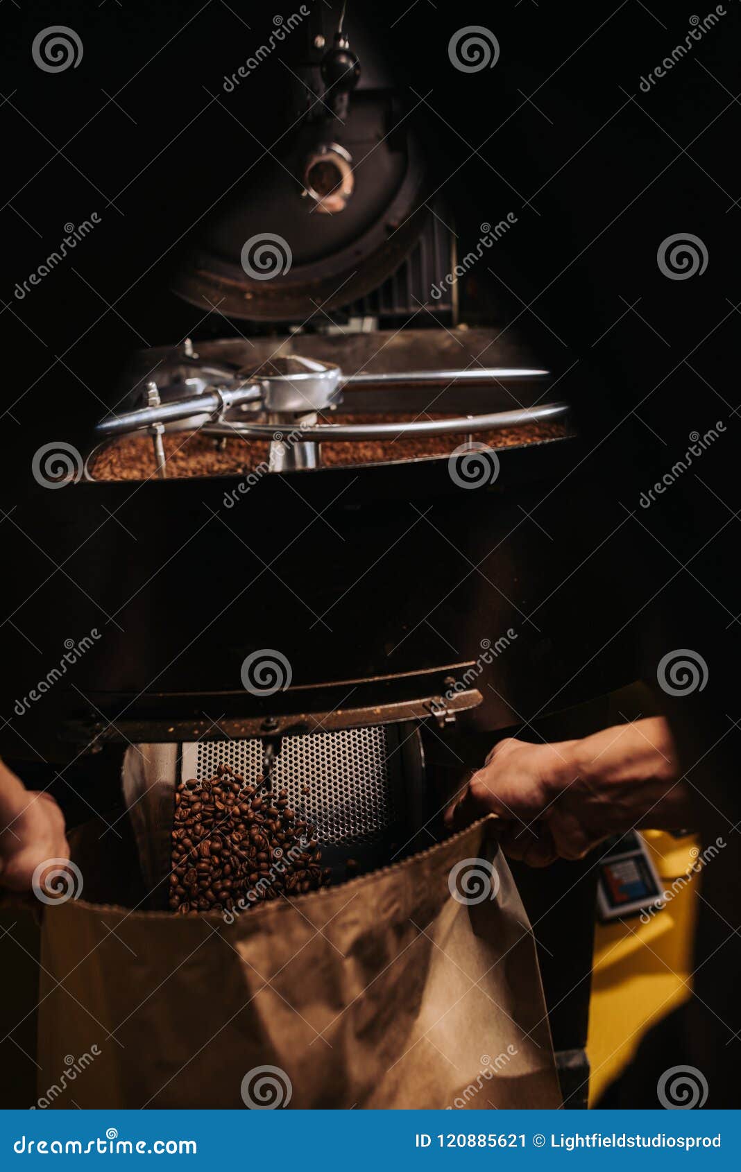 Partial View of Coffee Roaster Working Stock Image - Image of business ...